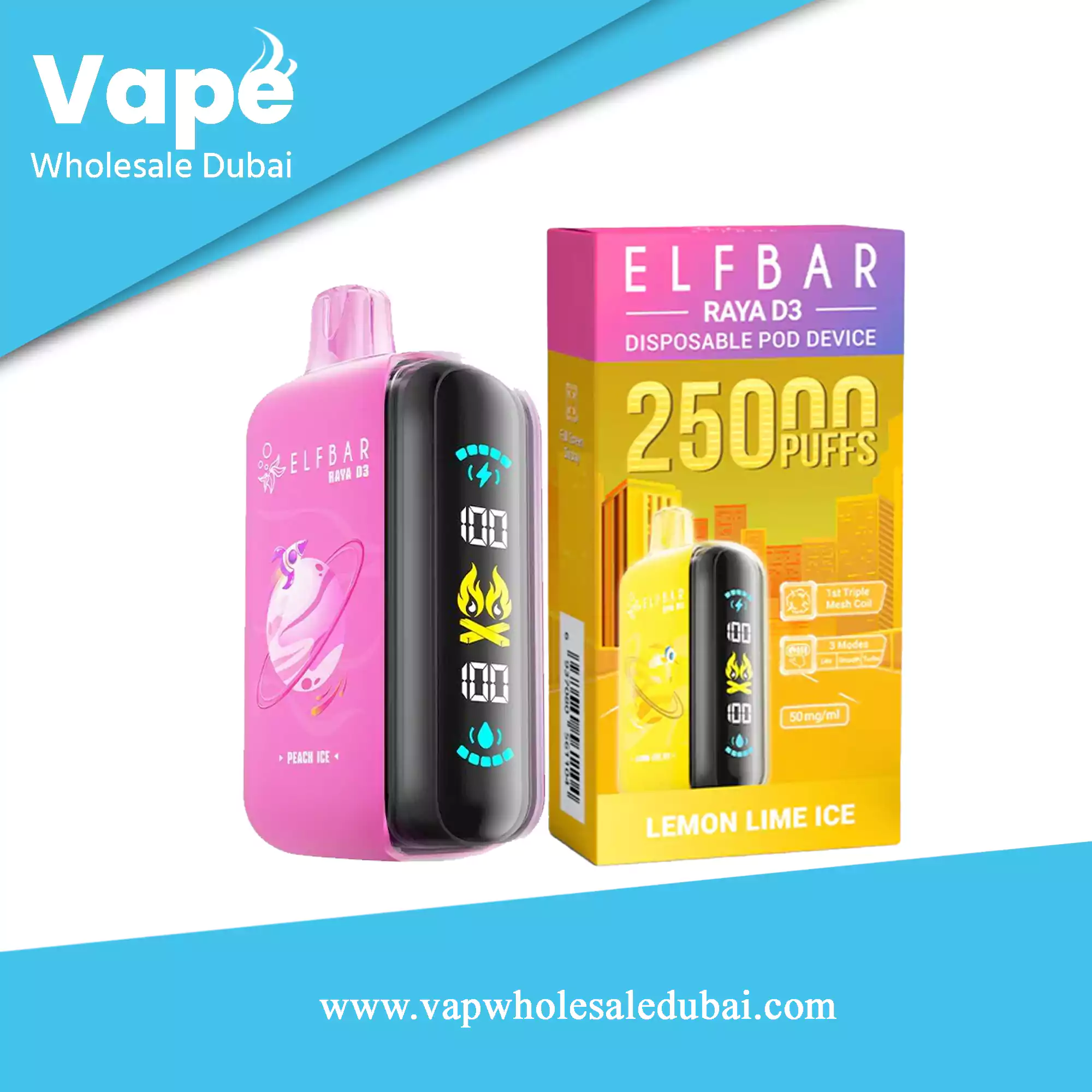 ELFBAR RAYA D3 25000 PUFFS 50MG VAPE Wholesale Dubai
